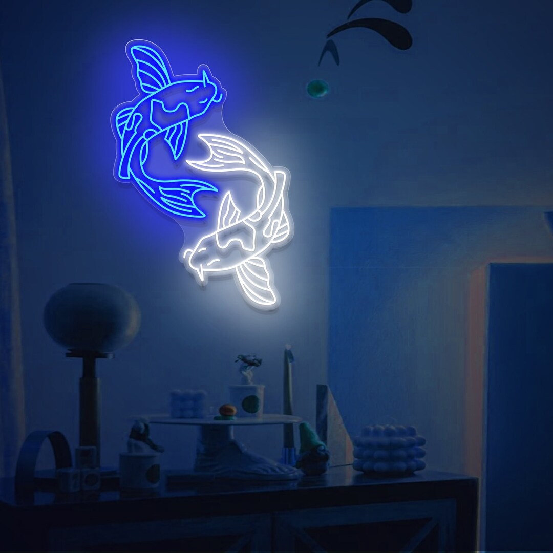 Koi Fish Neon Sign Japanese Neon Signs Koi Fish Art Neon - Etsy