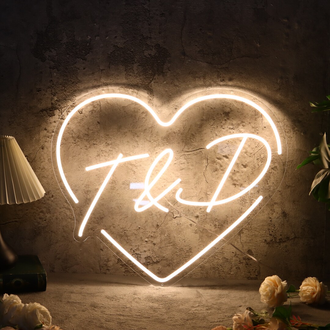 Custom Initials Heart Neon Wedding Sign, Sign Neon Wedding, Wedding ...