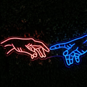 Hands of God Neon Sign, Hand of God Wall Art Neon Sign, Interior ...