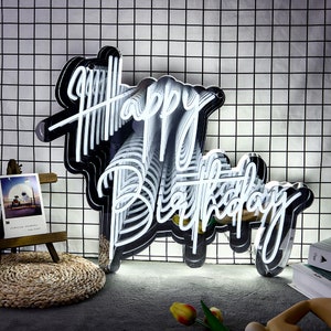 Happy Birthday Infinity Mirror Neon Sign,happy Birthday Led Sign ...
