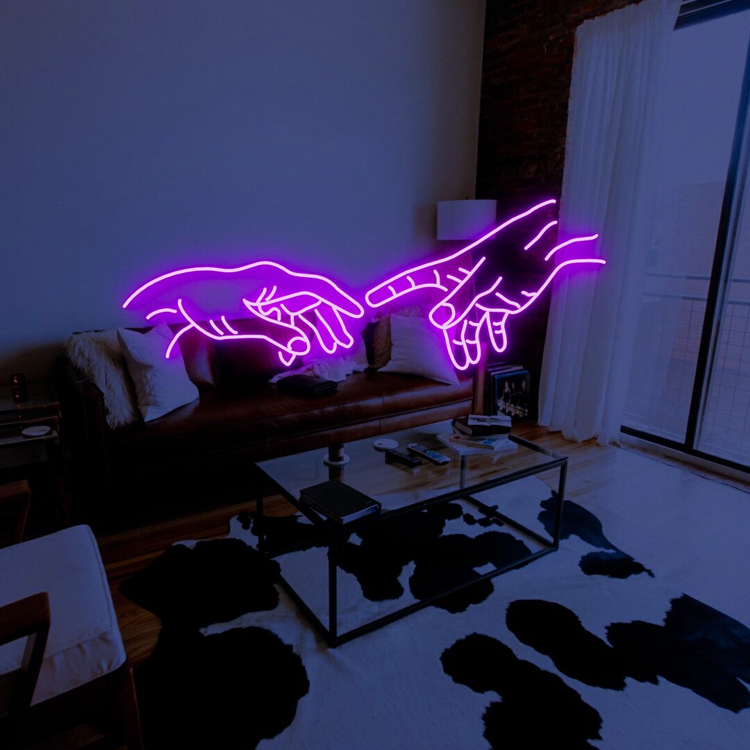 Hands of God Neon Sign, Hand of God Wall Art Neon Sign, Interior ...