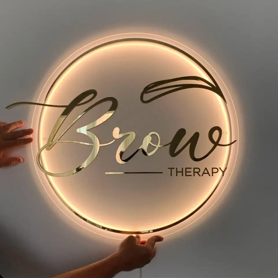 Business Mirror Logo, Neon Light Sign, Acrylic Sign,custom Logo Sign ...