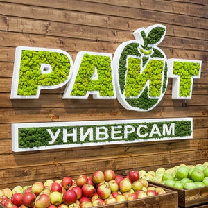 Moss Sign,wall Moss Office Sign,custom Moss Letters,custom Logo Sign ...