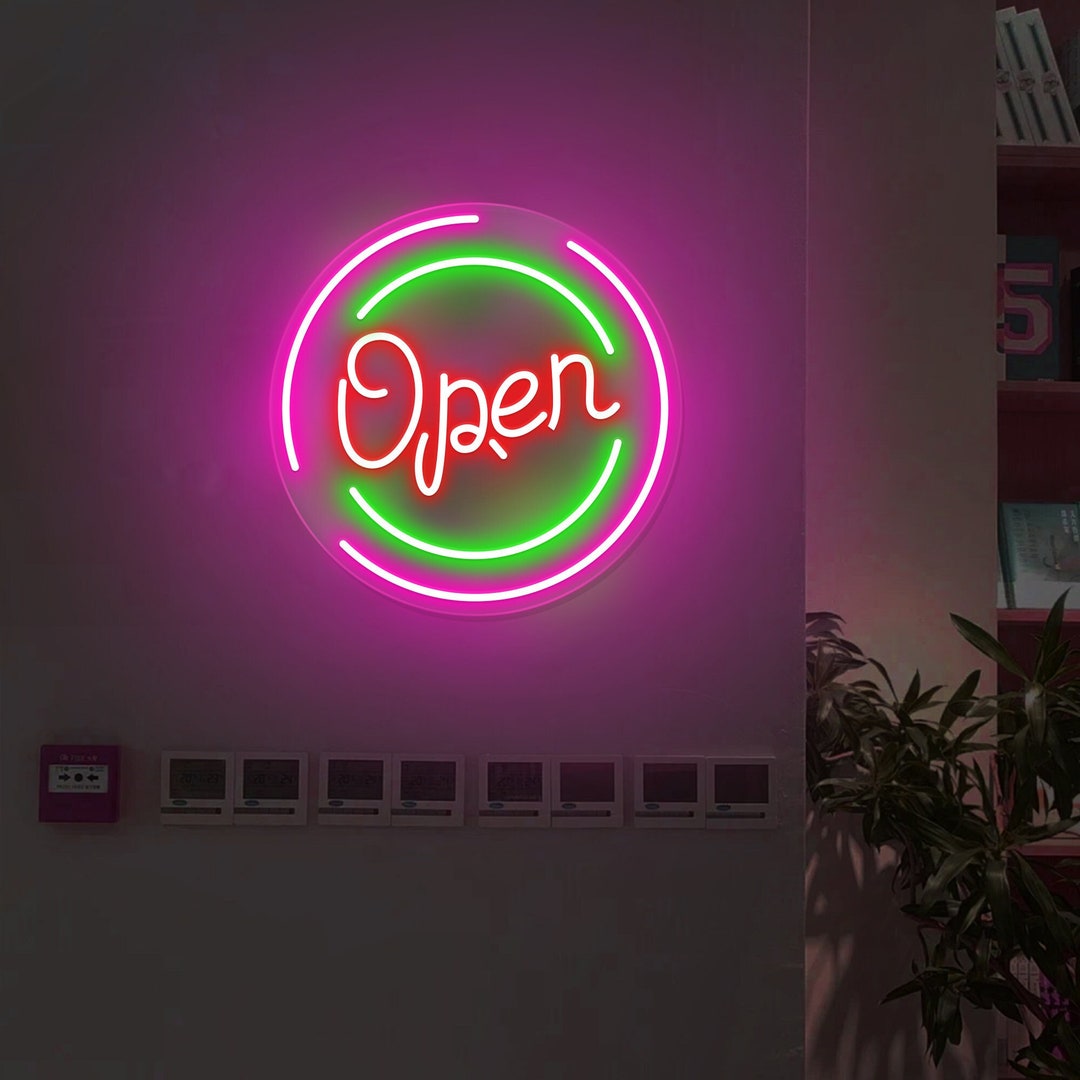 Circular Open Neon Sign / Open Wall Art / Custom Led Neon Sign ...