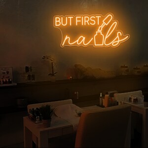 But First Nail Neon Sign|custom Salon Logo Wall Decor|nail Room Led ...