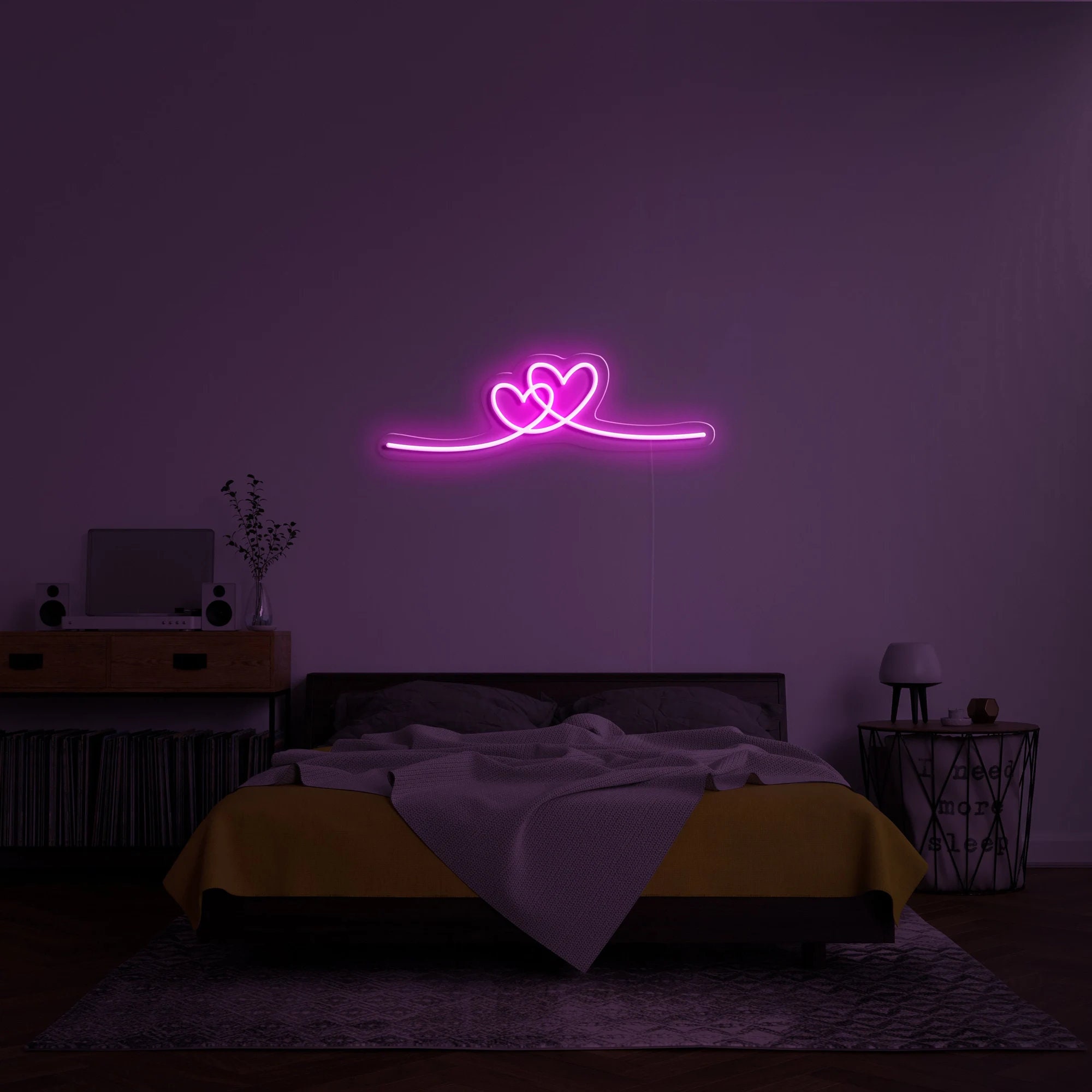 Double Heart Neon Signs White LED Neon Lights Decorative Lover - Etsy