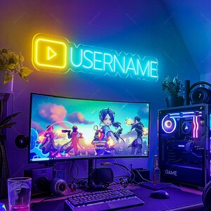Youtuber Name Neon Sign, Custom Youtube Neon Sign,gamer Tag Neon Light ...