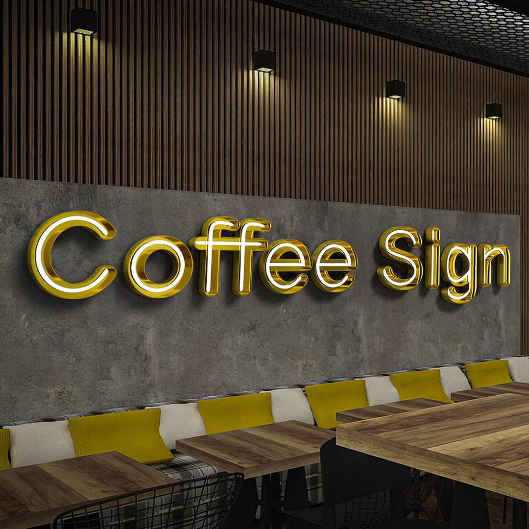 Coffee Sign|custom Cafe Store Wall Logo Sign|business Sign|custom Neon ...