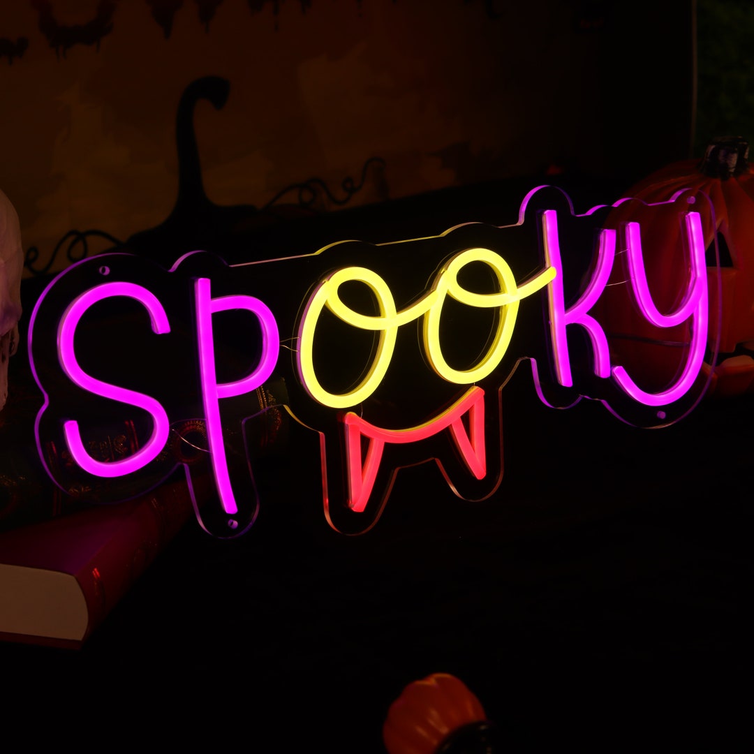 Spooky Neon Sign/halloween Neon Sign/home Wall Decor/spooky Neon Sign ...