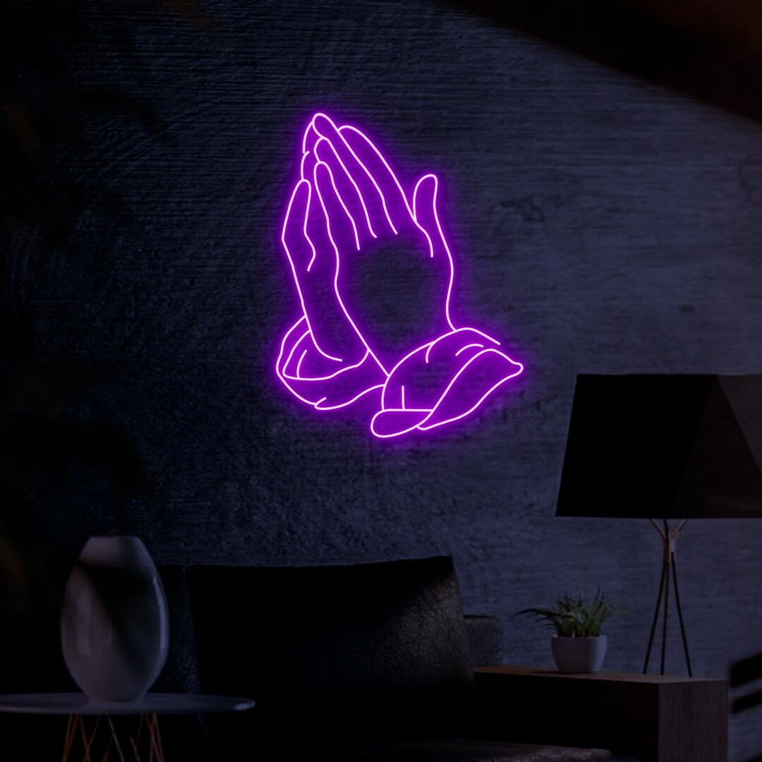 Praying Hand Art Neon Sign,praying Hand Craft Religious Gift, Hand of ...