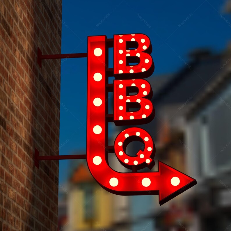 Modern Rustic BBQ Metal Sign,marquee Letters Sign,outdoor Sign Decor ...