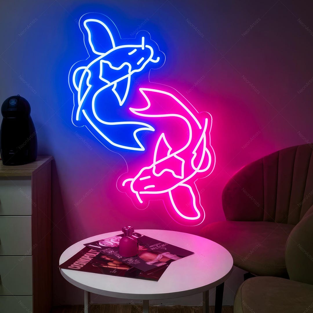 Koi Fish Neon Sign, Japanese Neon Signs, Koi Fish Art Neon Restaurant ...
