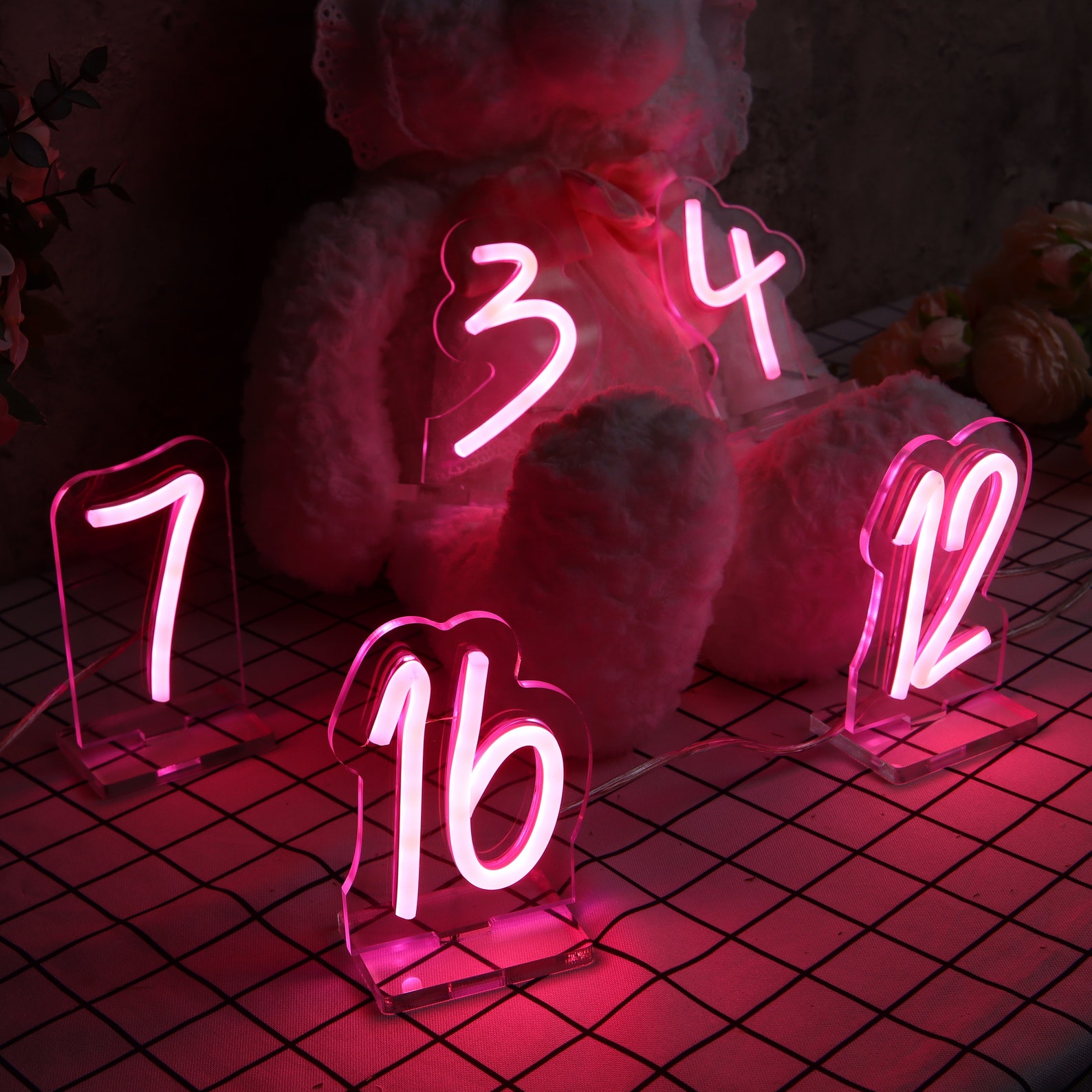 Wedding Number Neon Sign|5 Inch Wedding Number Sign|custom Wedding Neon ...