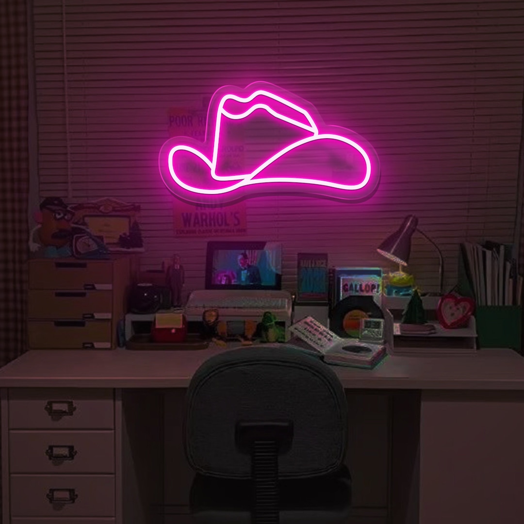 Cowboy Hat Neon Sign / Gifts for Friends / Cowboy Hat With Name Sign ...