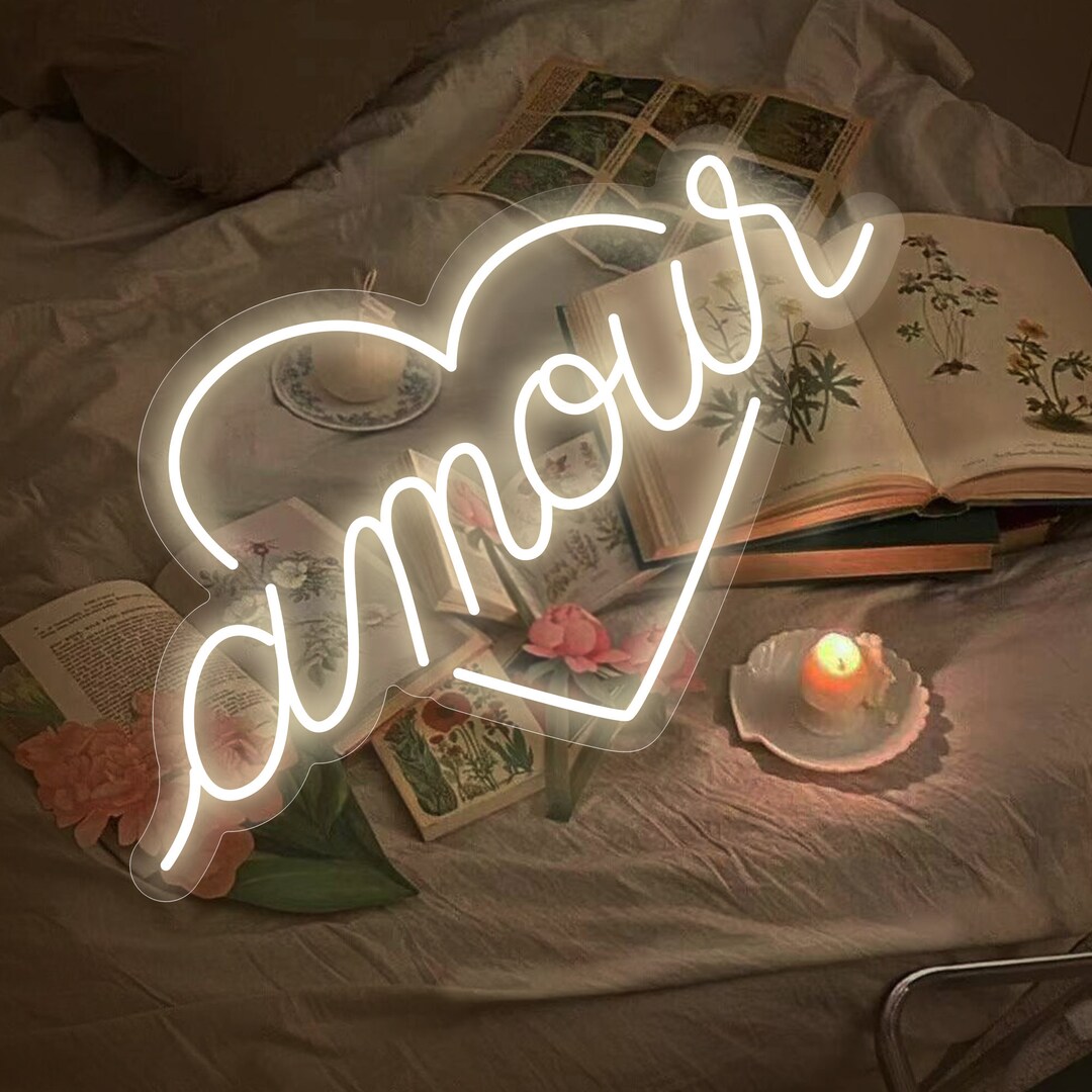 Amour With Heart Neon Sign Wedding Neon Sign Name Neon Sign - Etsy
