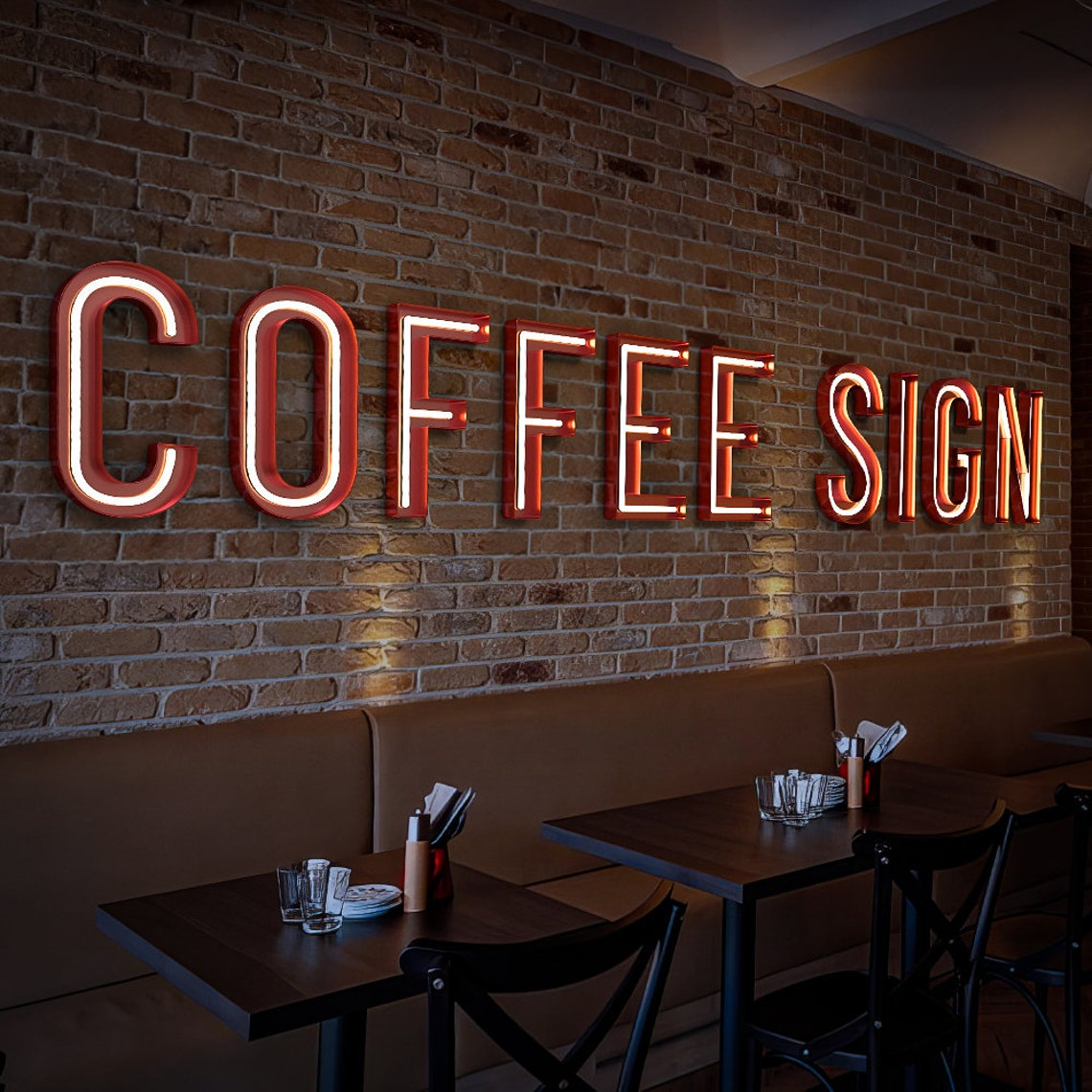 Coffee Sign|custom Cafe Store Wall Logo Sign|business Sign|custom Neon ...