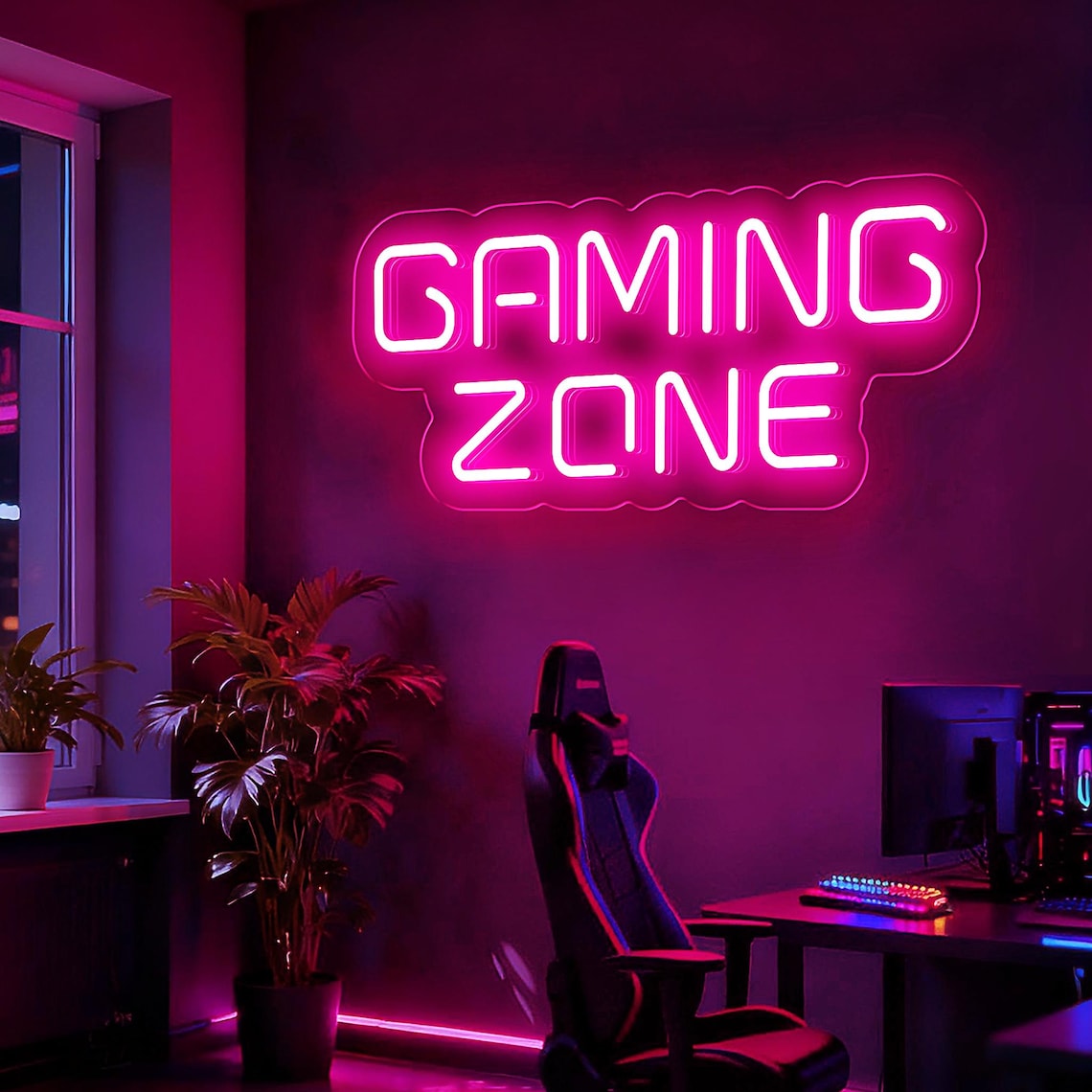 Gaming Zone Neon Sign, Game Room Wall Decor, Personalized Gift, Gaming ...