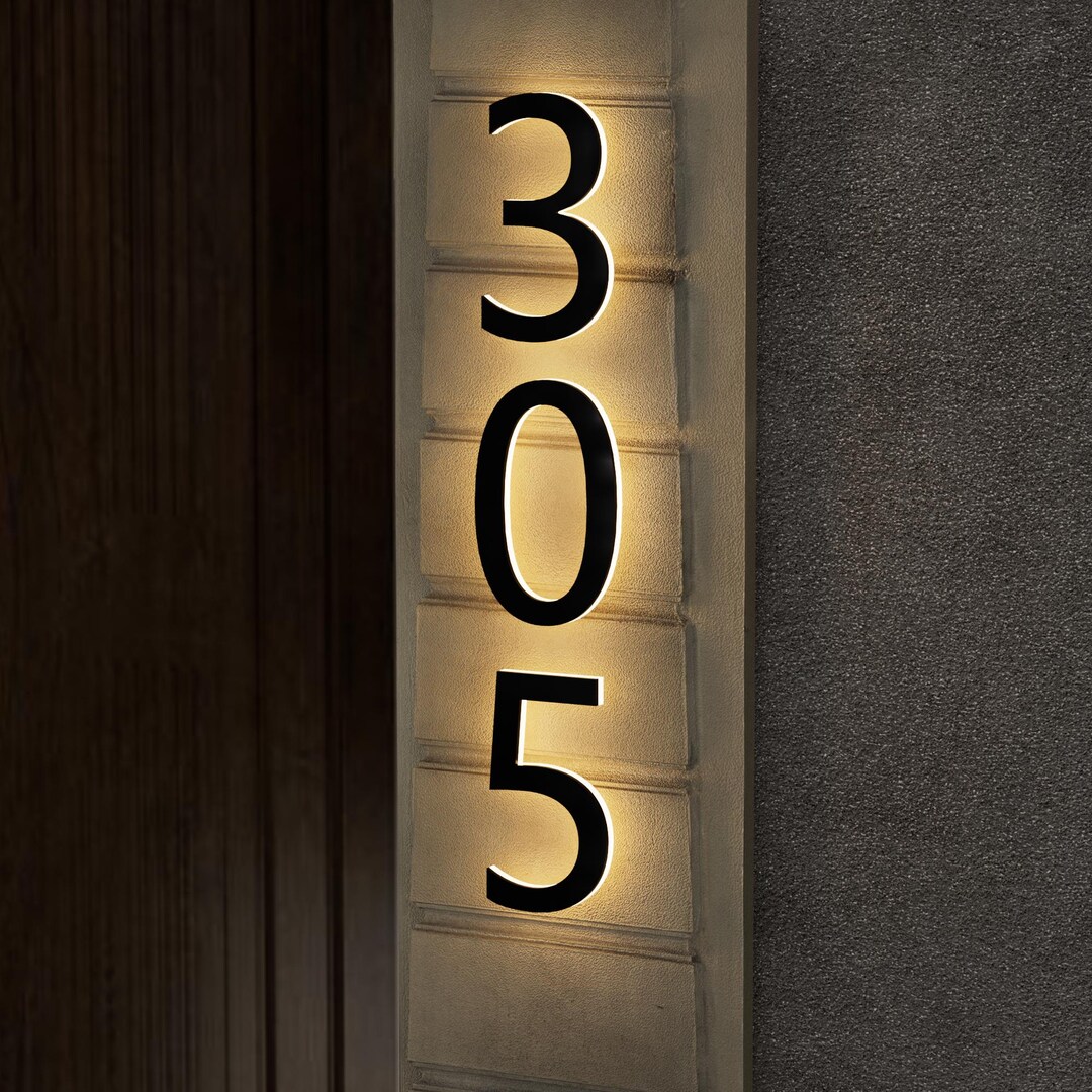 LED House Numbers, Illuminated Address Number Sign, Metal Backlit Door ...