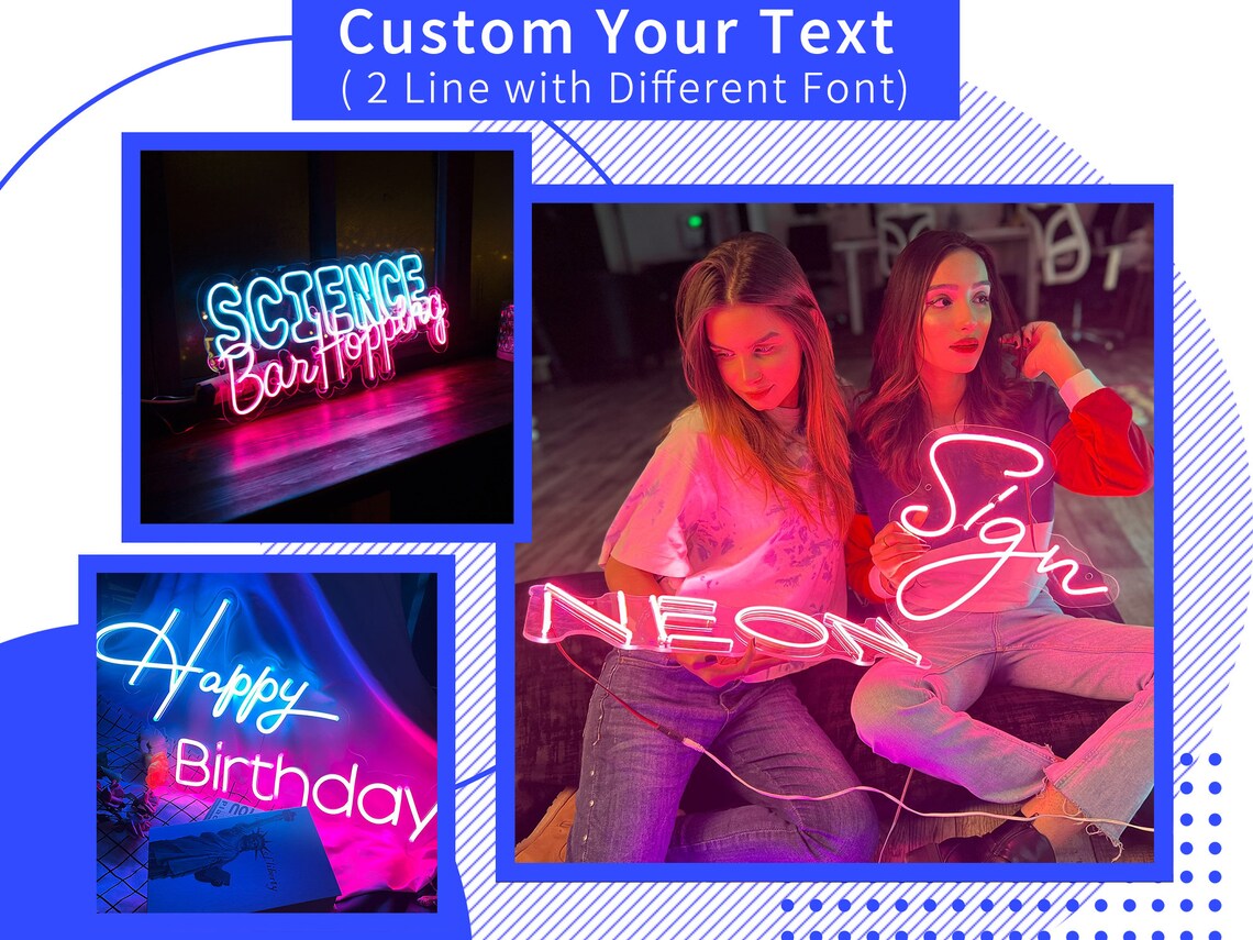 Custom Neon Sign 2 Line Office Decor Led Neon Light Home - Etsy