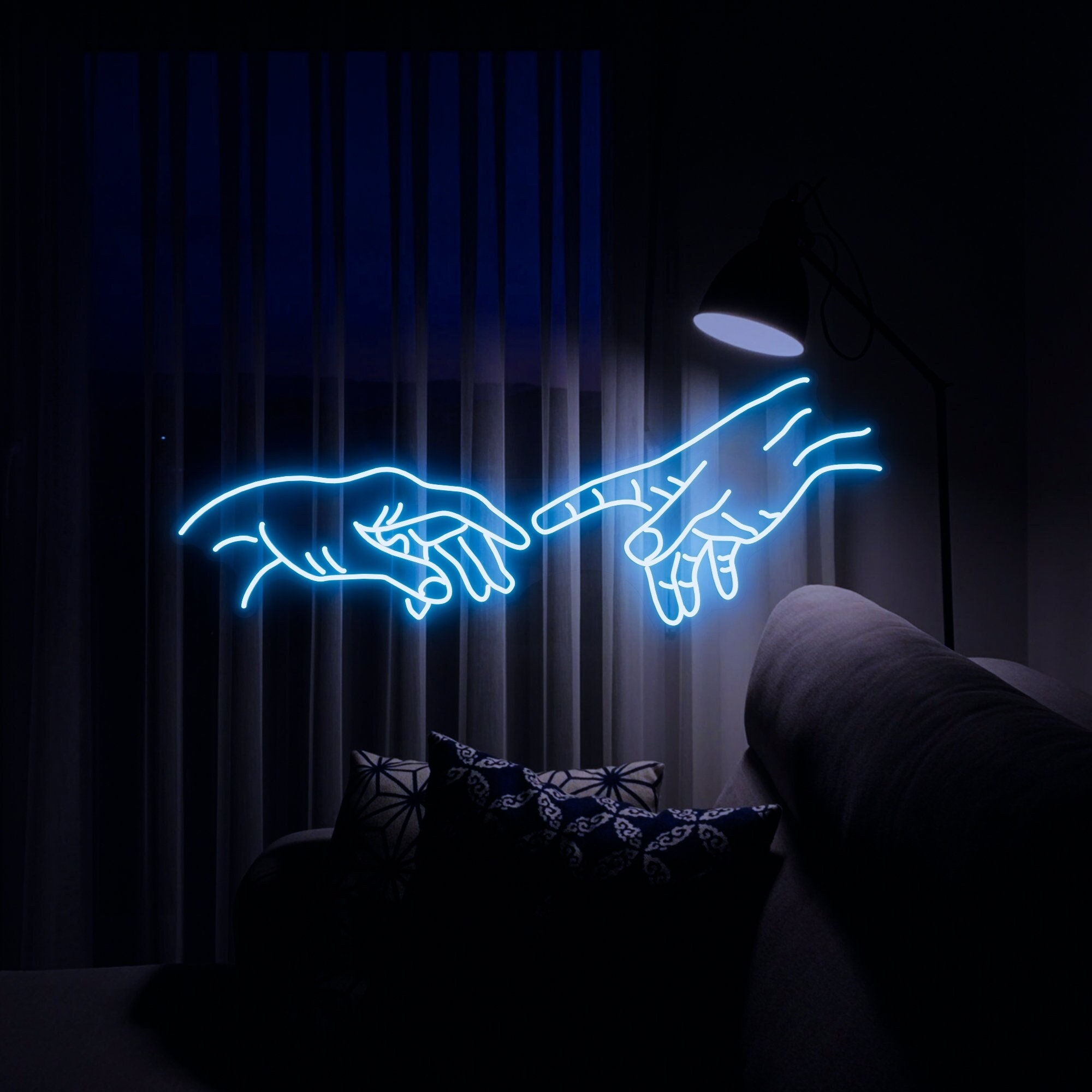 Hands of God Neon Sign, Hand of God Wall Art Neon Sign, Interior ...