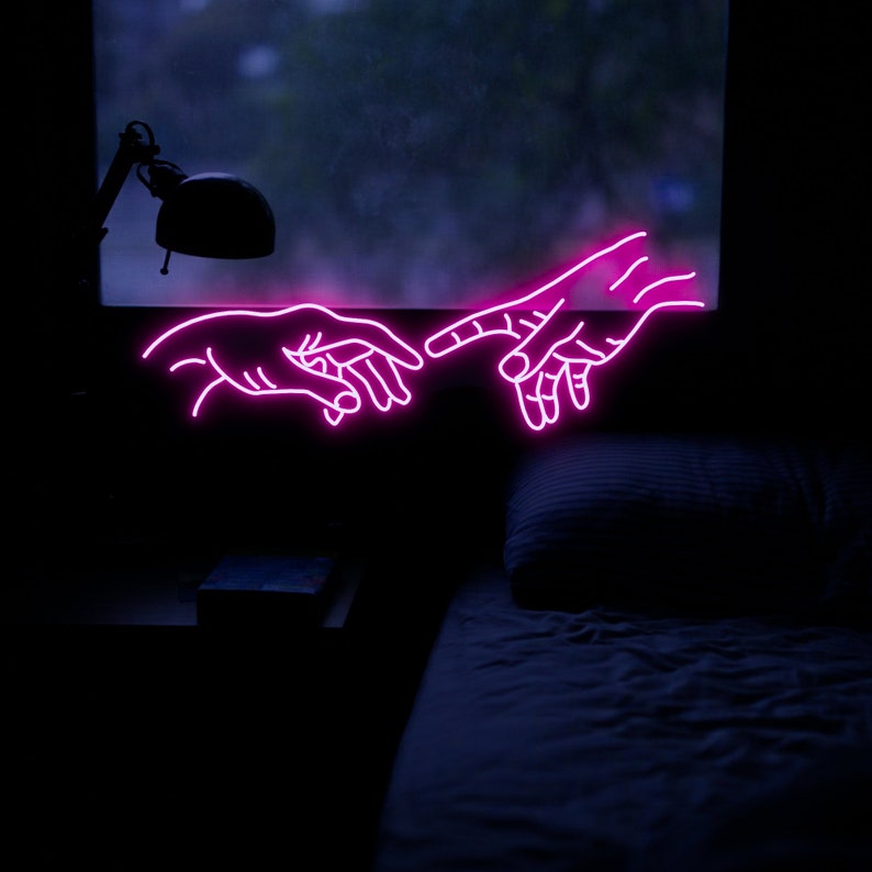 Hands of God Neon Sign, Hand of God Wall Art Neon Sign, Interior ...