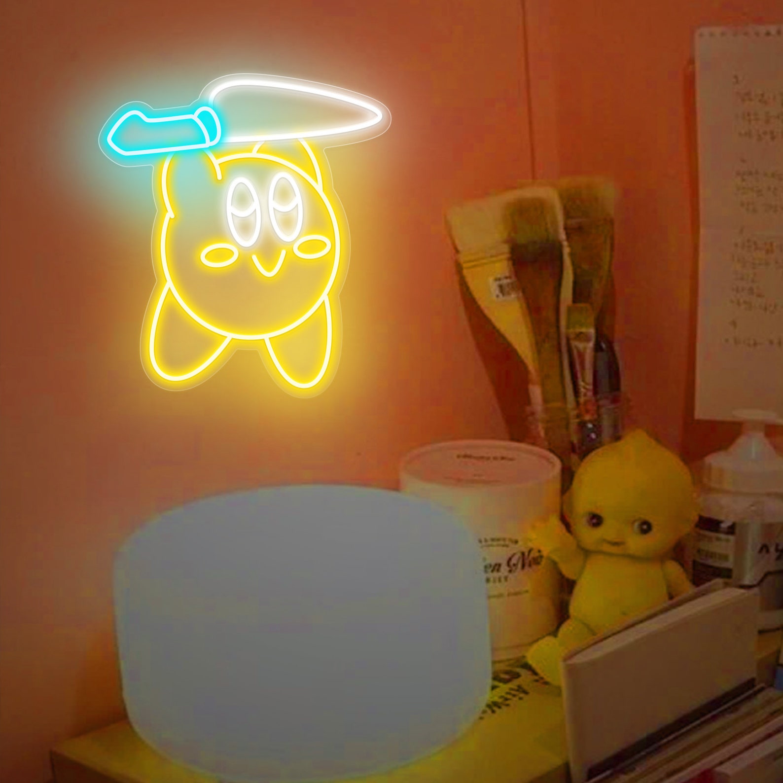 KIRBY Neon Sign/kirby Knife Neon Sign/kirby Neon Decor/anime - Etsy