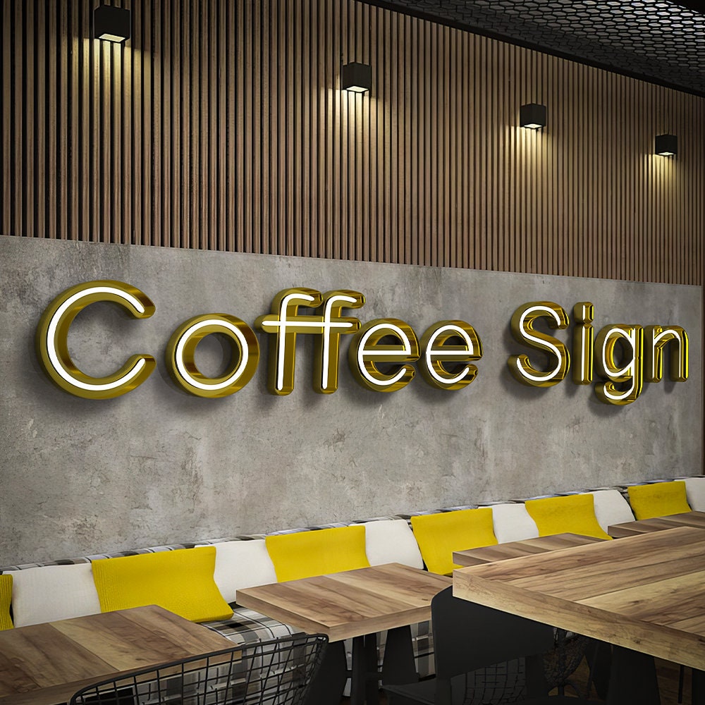 Coffee Sign|custom Cafe Store Wall Logo Sign|business Sign|custom Neon ...