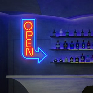 Open Neon Sign, Open Arrow Neon Sign,led Business Open Sign, Custom ...