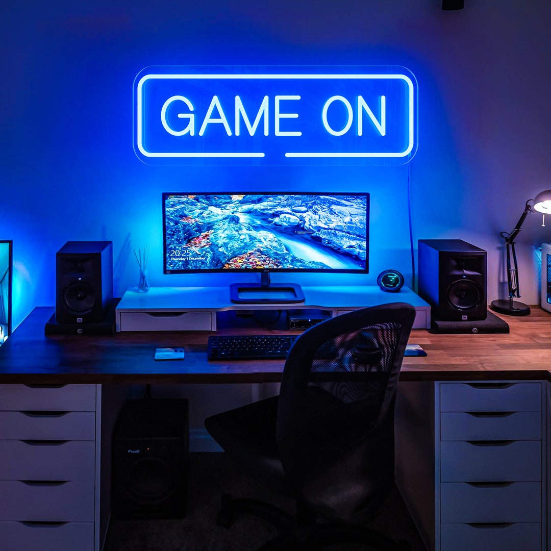 GAME ON Neon Sign,wall Light,custom Neon Lights,game Room Neon Wall ...