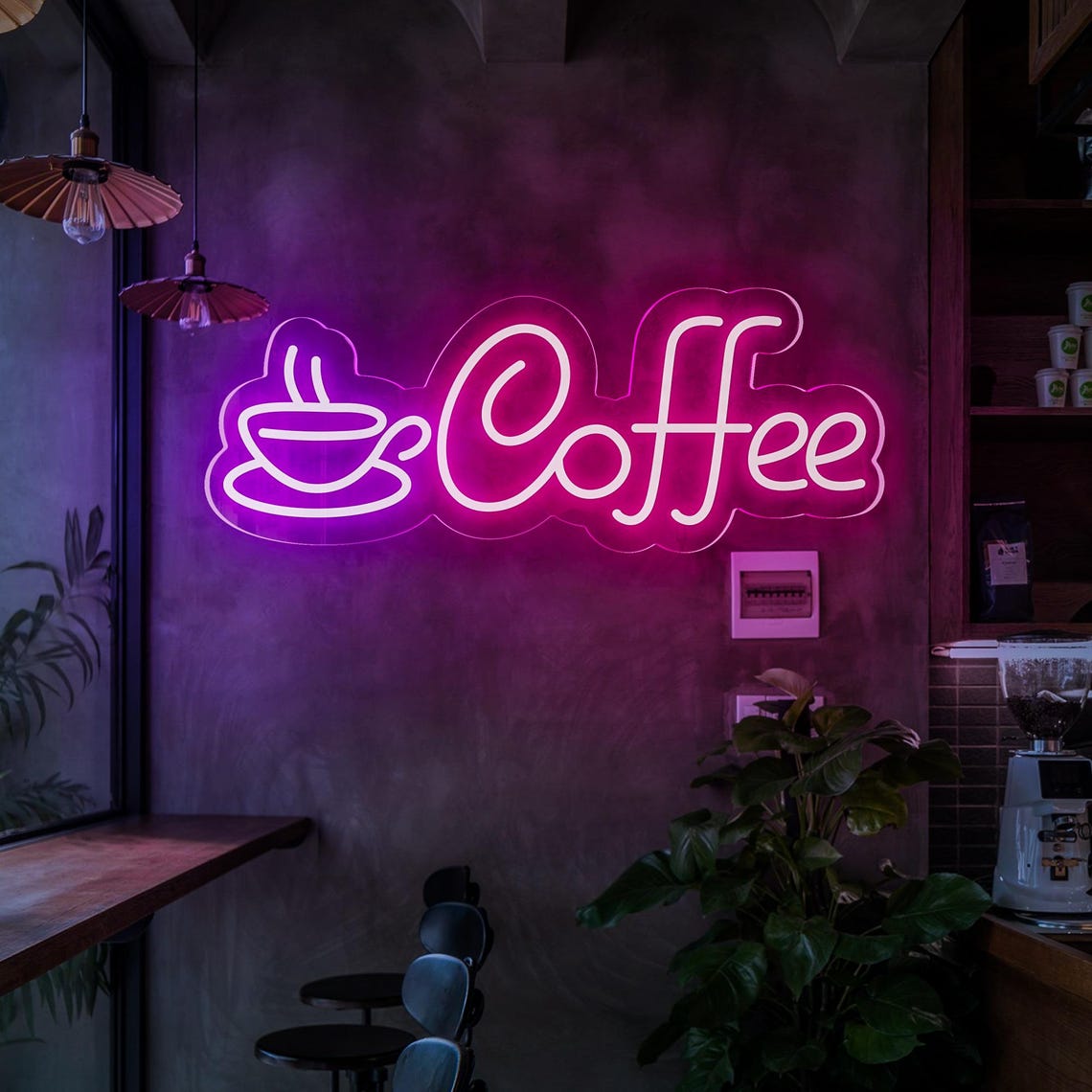 Coffee Neon Sign, Neon Cafe Decor,business Neon Signs,coffee Cut Line ...