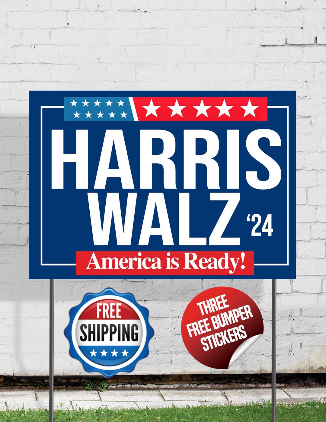 Kamala Harris Tim Walz 2024 Election Yard Lawn Sign FREE Bumpers ...