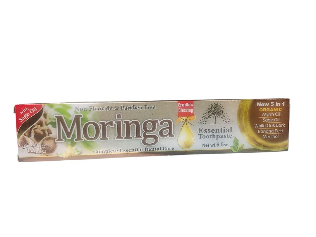 Moringa Essential Toothpaste 6.5 Oz - Organic, Flouride Free, Herbal Formula With Myrrh Oil ...