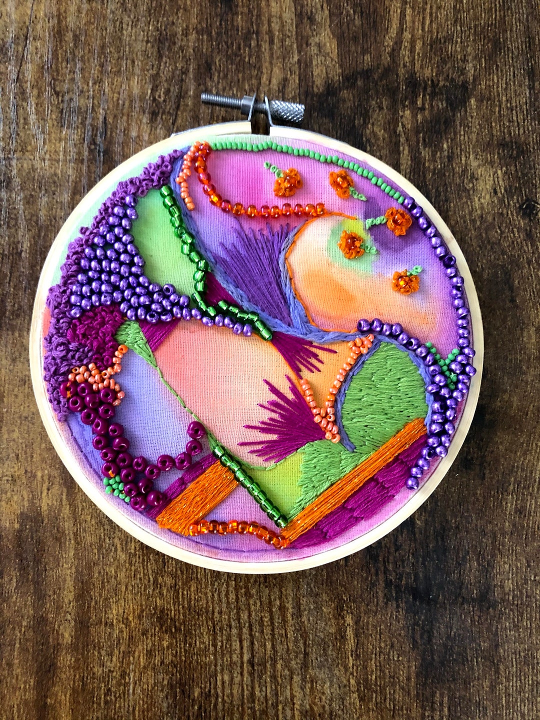 Colorful Abstract Embroidery Piece in Jewel Tones - Etsy