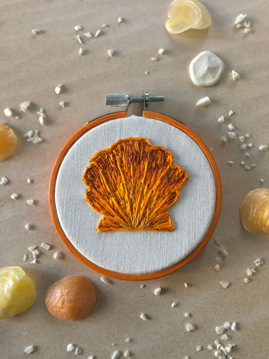 Orange Shimmery Embroidered Mermaids Sea Shell - Etsy
