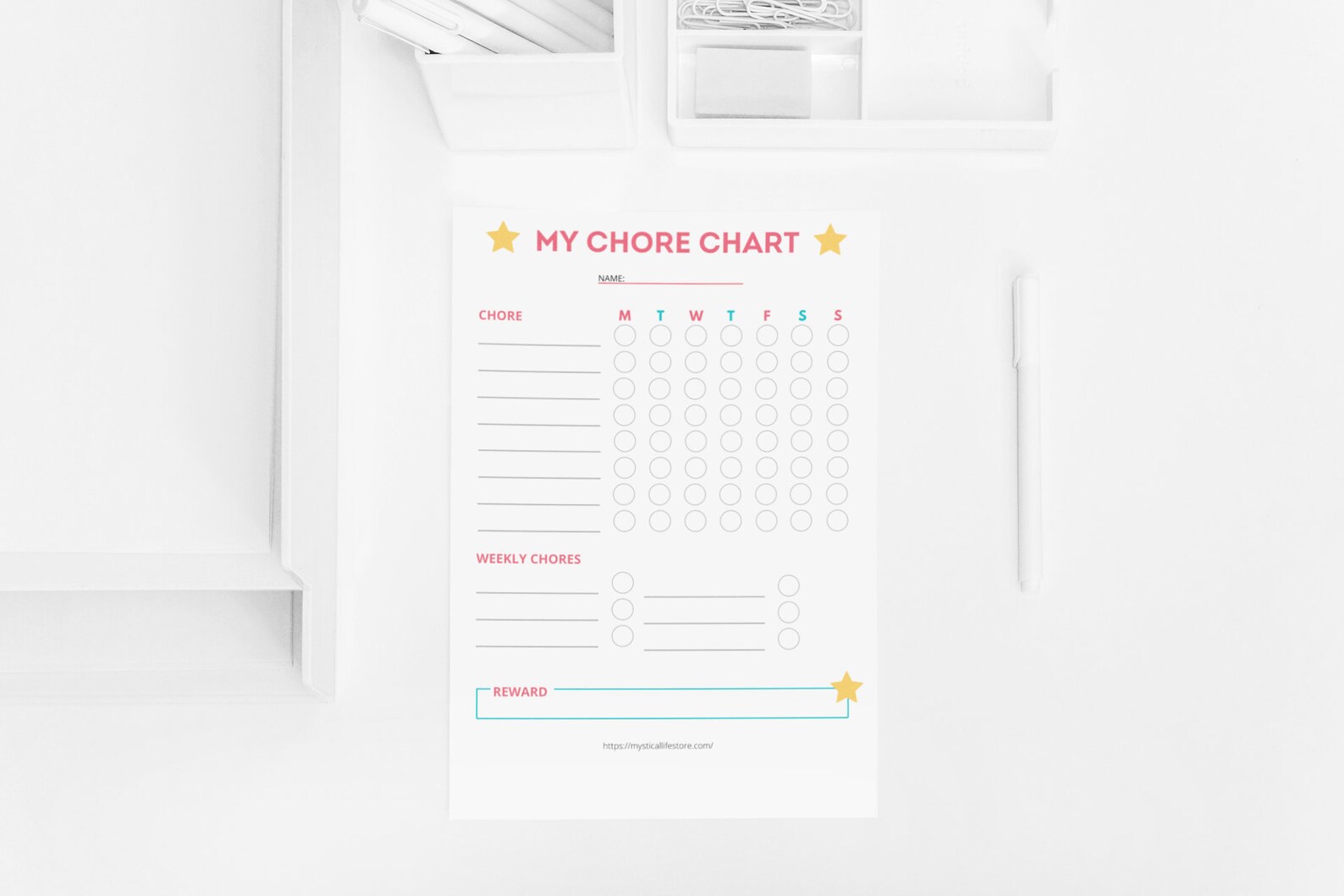 Chore Chart Printable, Digital Chore Chart, Weekly Cleaning Checklist ...