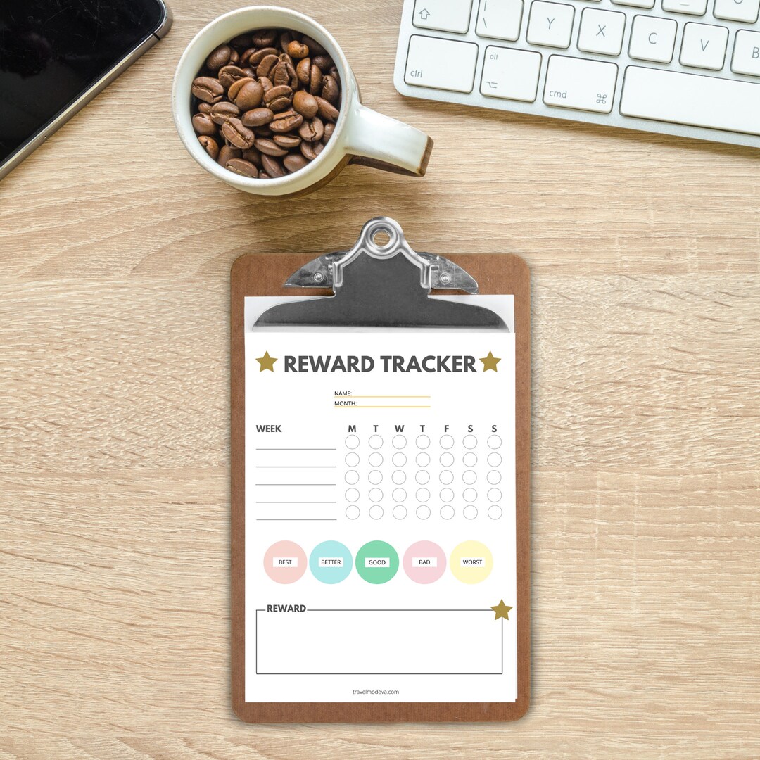 Printable Reward Tracker - Daily Weekly Routine Reward System for ...