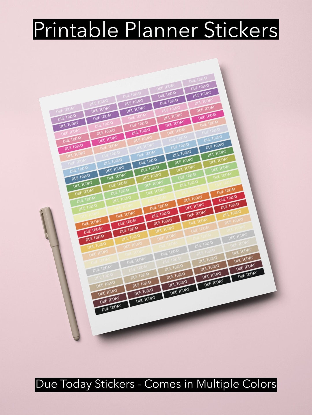 Printable Due Today Stickers, Life Planner Sticker, Due Today Header - Etsy