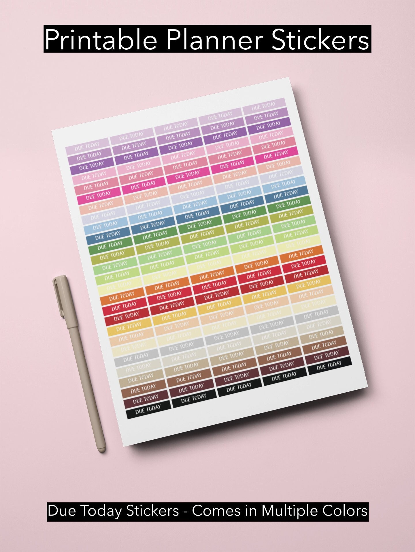 Printable Due Today Stickers, Life Planner Sticker, Due Today Header - Etsy