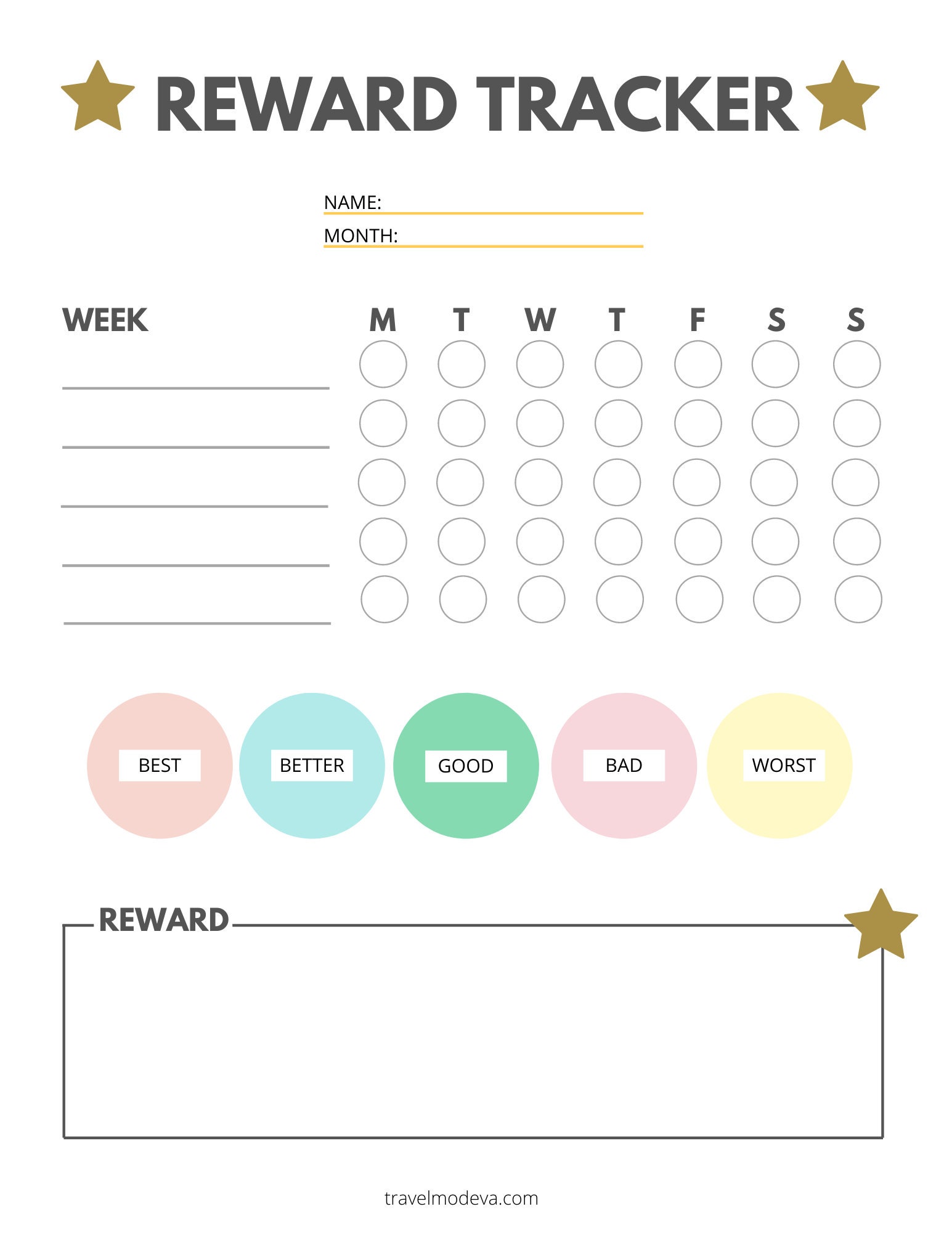 Printable Reward Tracker - Daily Weekly Routine Reward System for ...