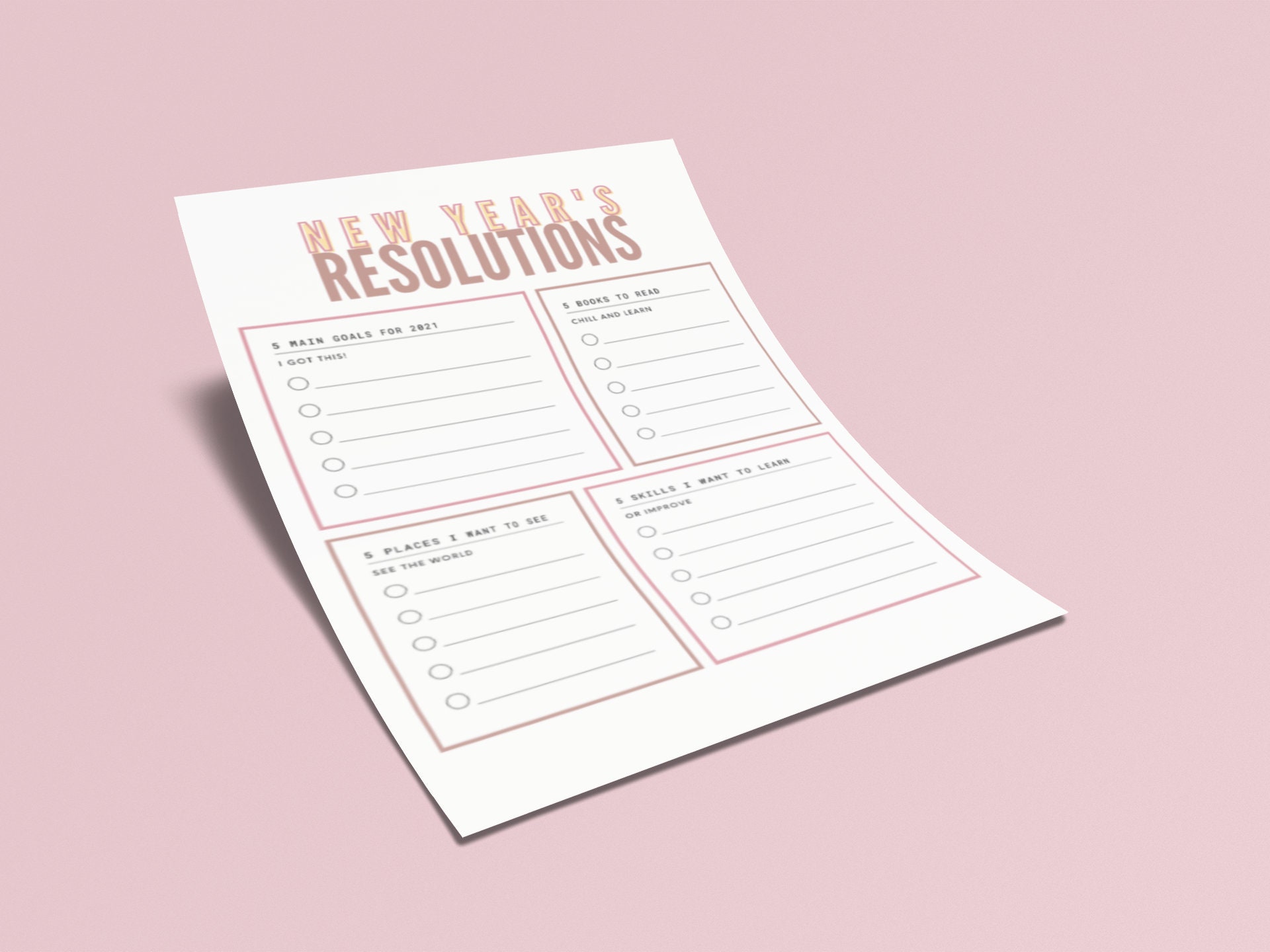 New Year's Resolution Printable - Goal Sheet - New Year Goal Tracker - Etsy