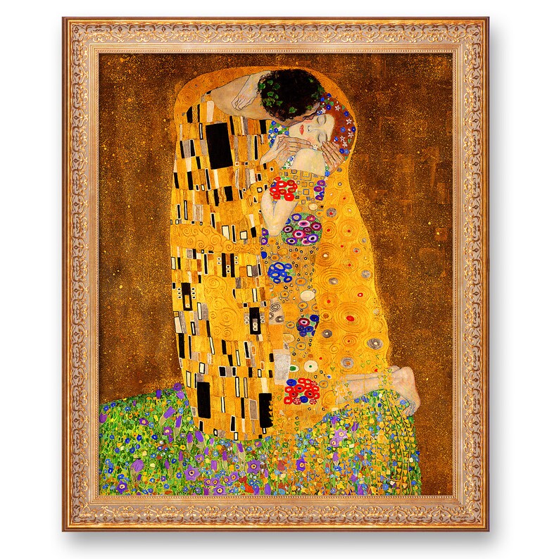 The Kiss by Gustav Klimt. the World Classic Art Reproductions, Giclee ...