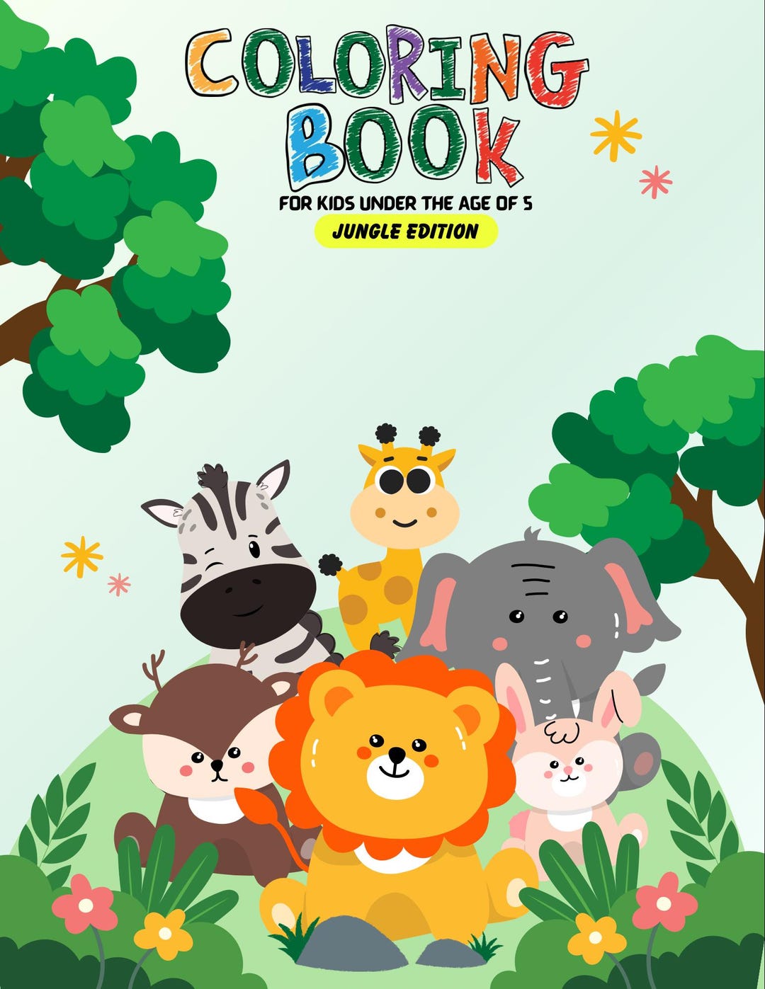 Jungle Coloring Book for Kids | Toddler Animal Coloring Pages - Etsy