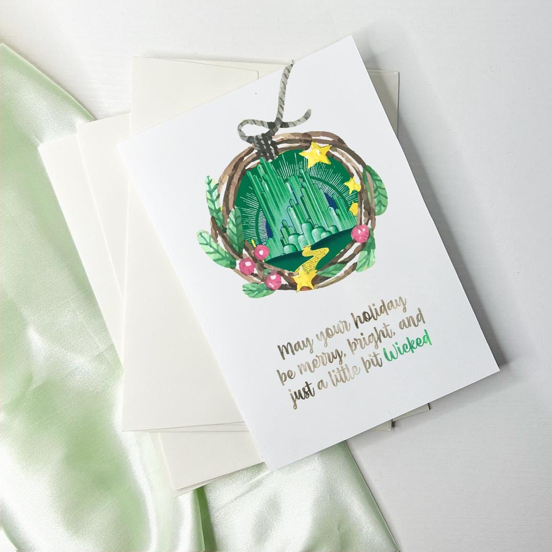 Wicked-inspired Holiday Card: Watercolor Oz Wreath - Etsy