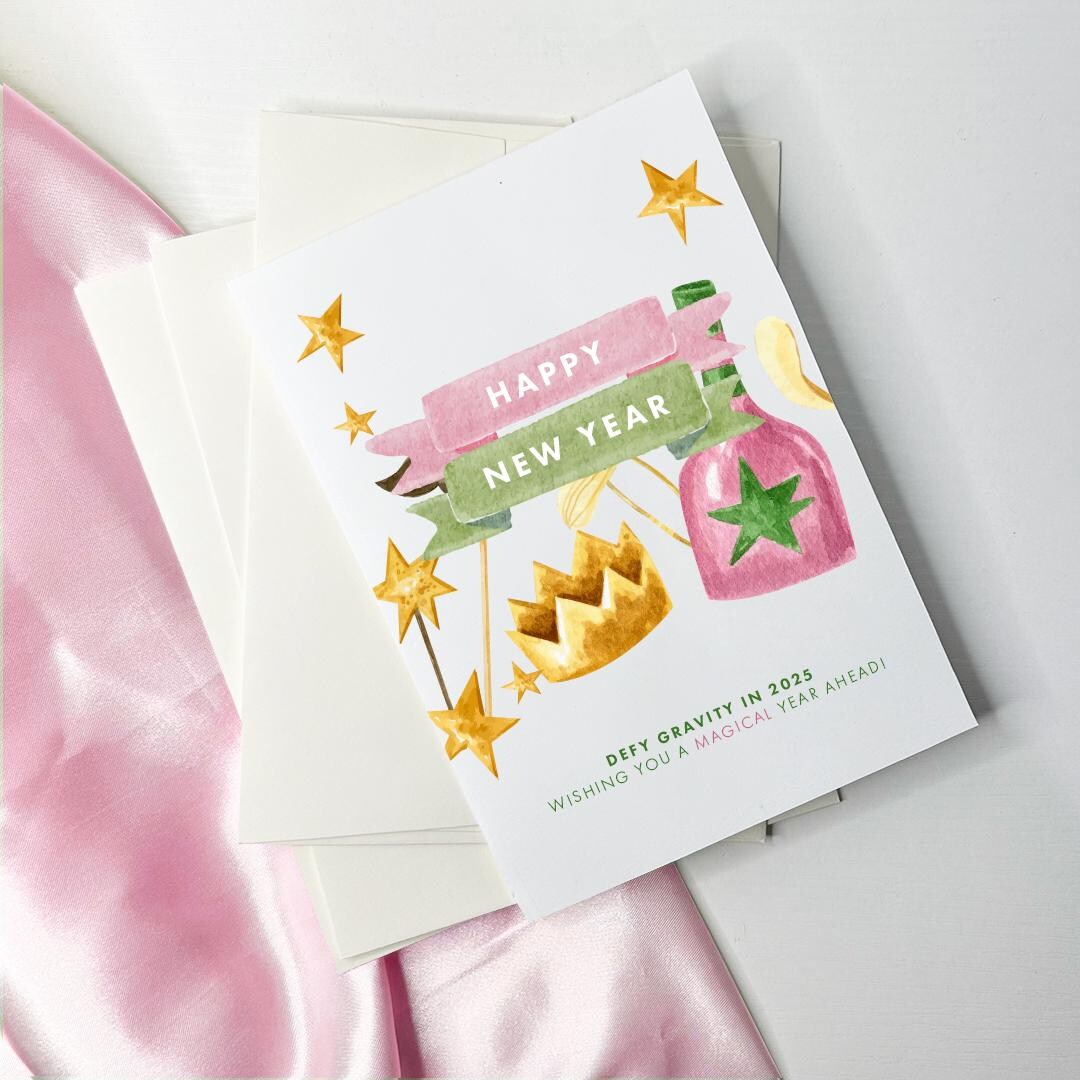 Wicked-inspired Watercolor New Year Tree Greeting Card | Wicked 2025 ...