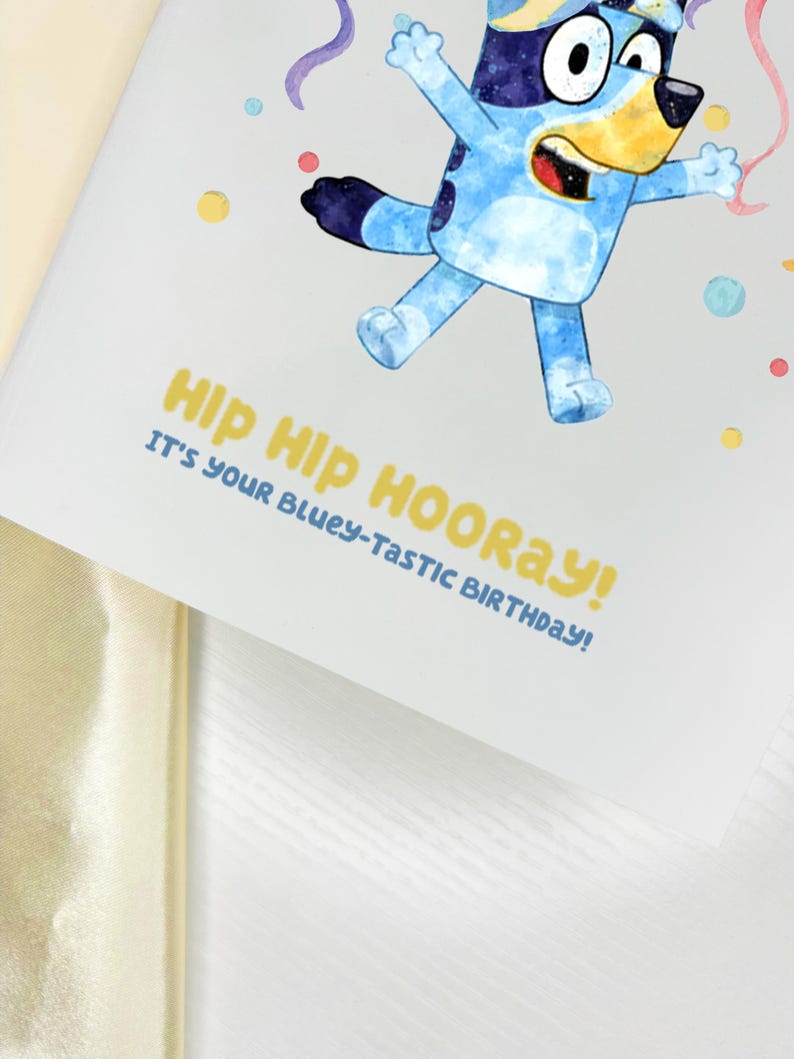 Bluey Birthday Card: Watercolor Kids Party Design - Etsy