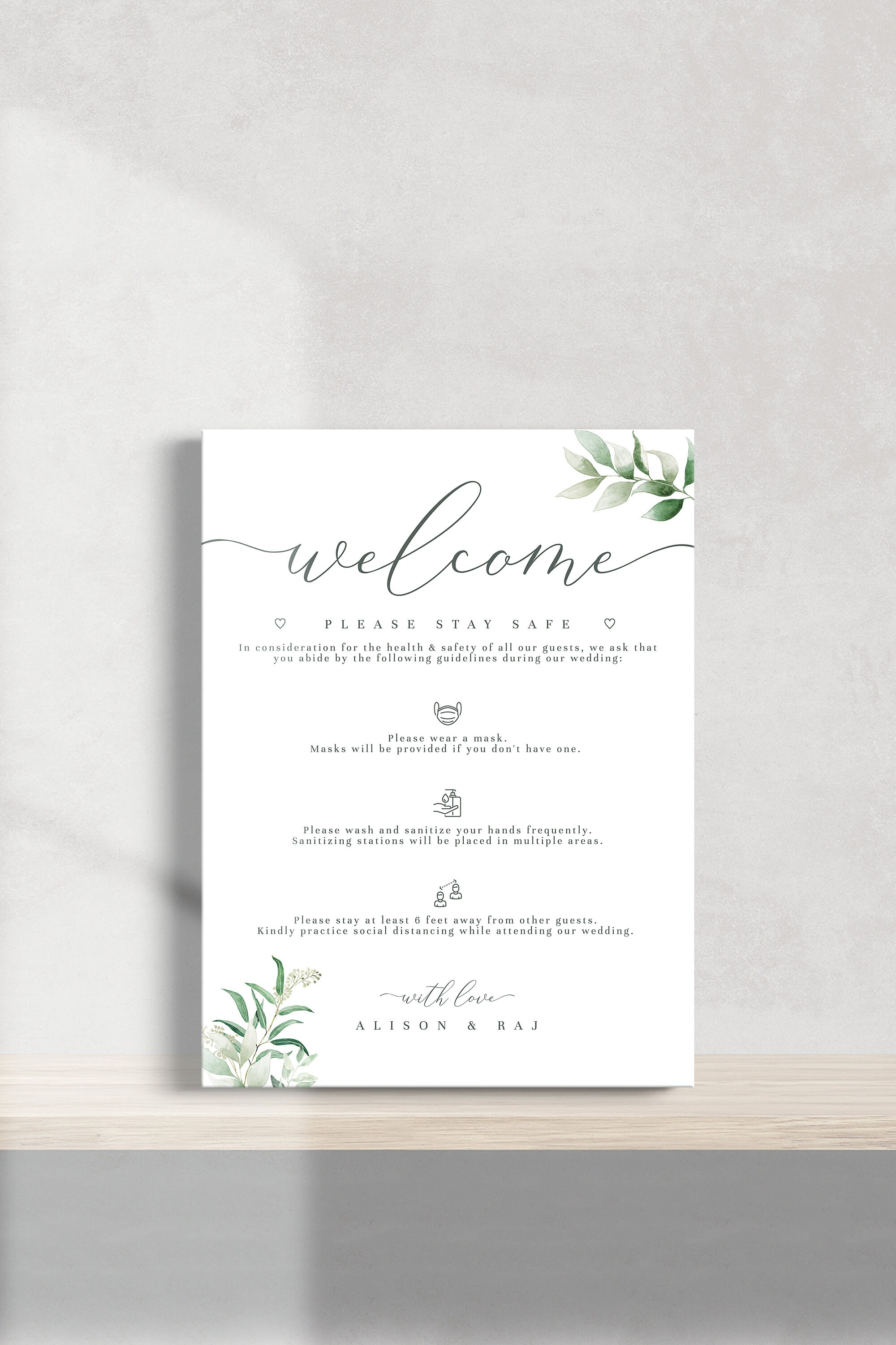 Welcome Sign Template Eucalyptus Modern Greenery Wedding - Etsy