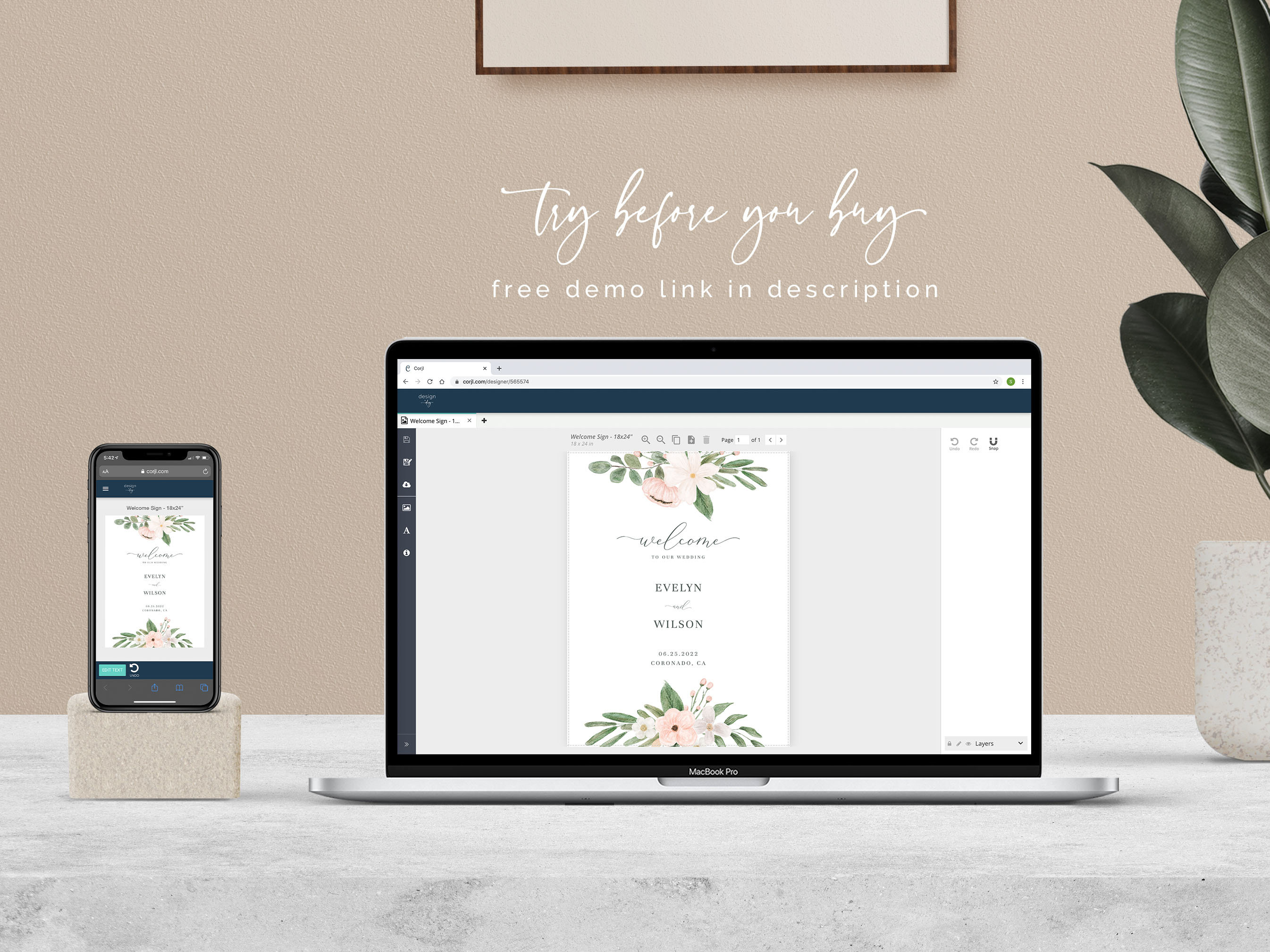Welcome Sign Template Blushing Blooms Instant Download - Etsy