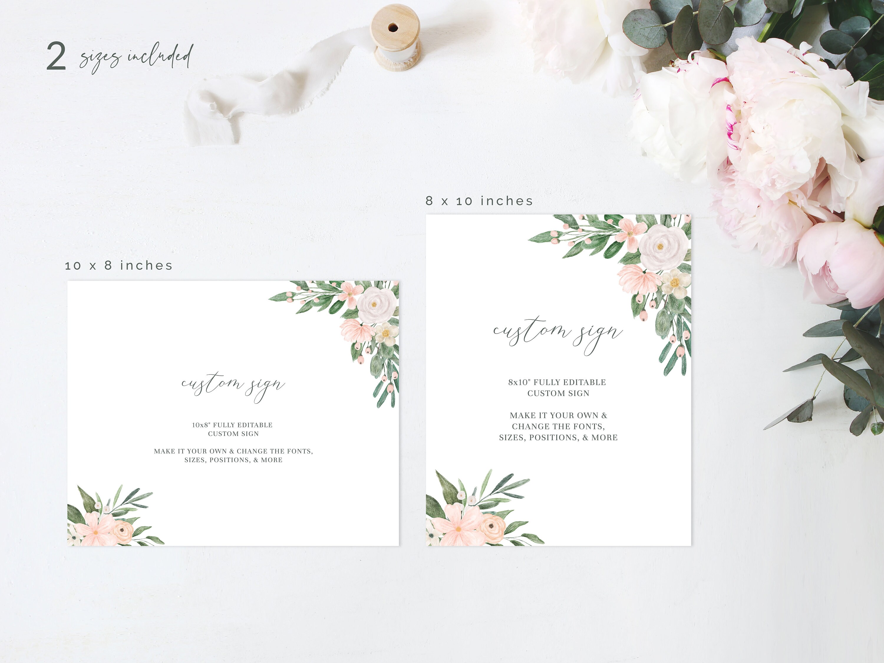 Custom Wedding Sign Template Blushing Blooms Instant Download ...