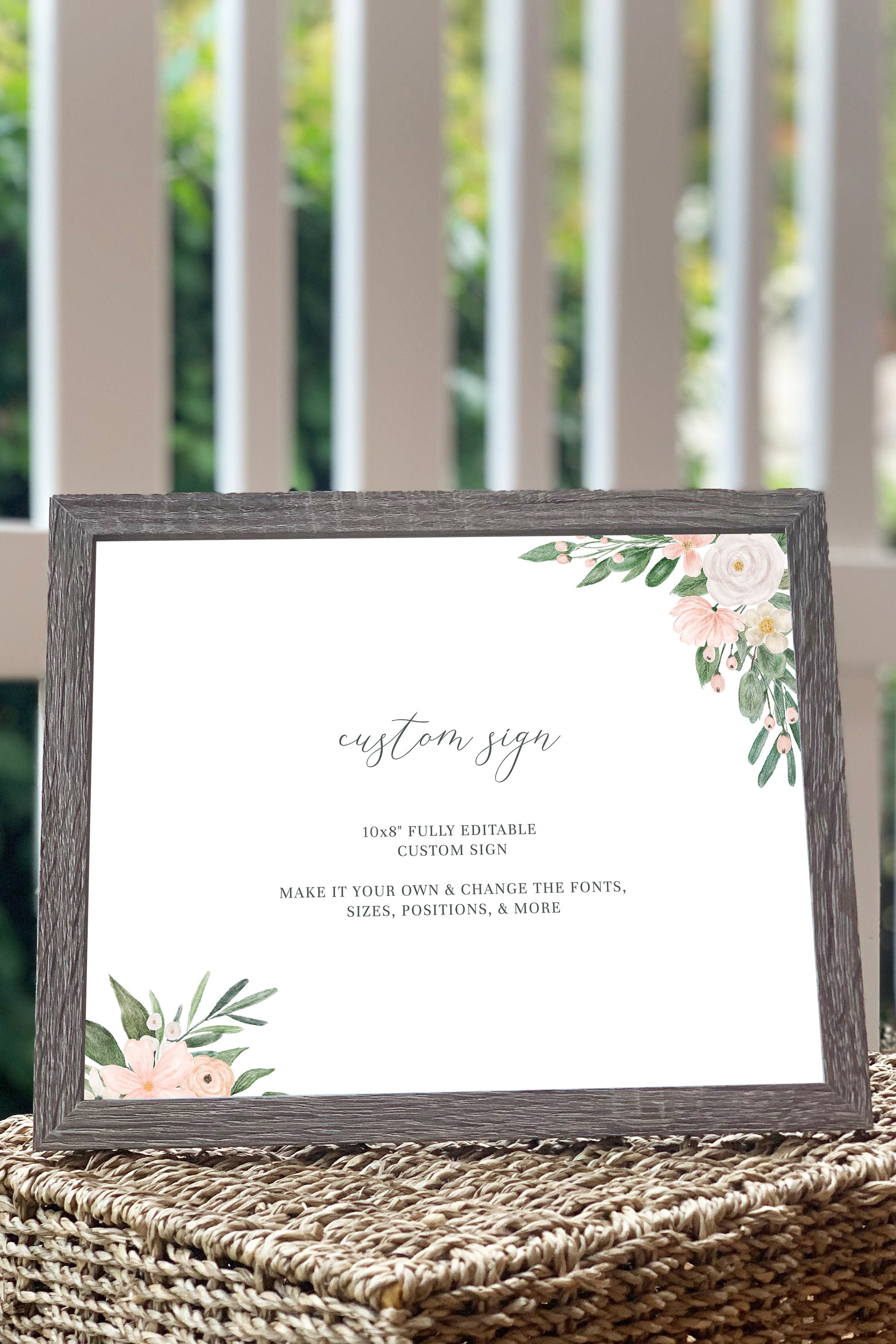 Custom Wedding Sign Template Blushing Blooms Instant Download ...