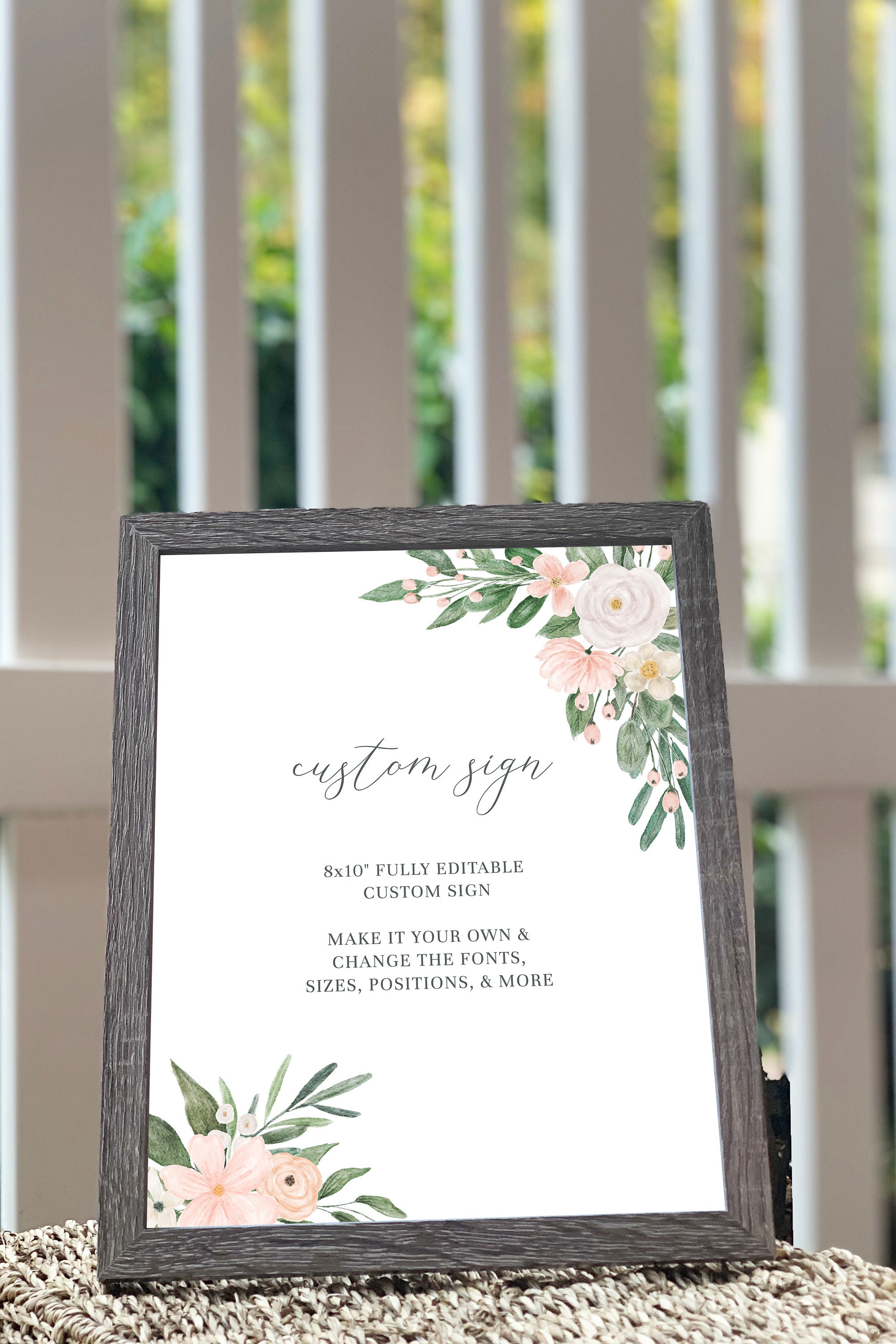 Custom Wedding Sign Template Blushing Blooms Instant Download ...